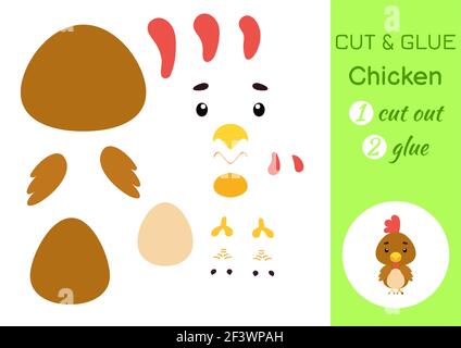 Cut and glue baby chicken. Education developing worksheet. Color paper ...