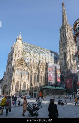 Vienna, Austria - February 18, 2021: Ice skating in front of the Vienna ...