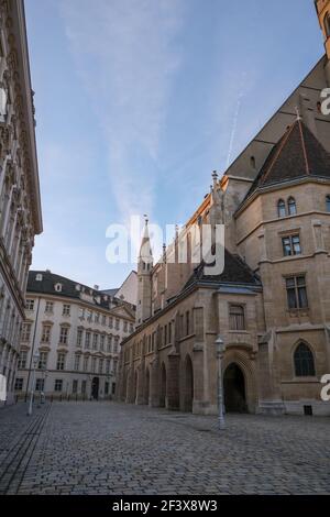 Vienna, Austria - February 18, 2021: Ice skating in front of the Vienna ...
