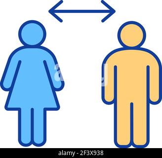 Physical distance icon. Outline physical distance vector icon color ...