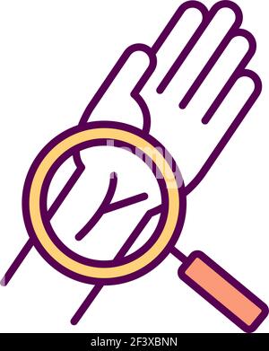 Hand sprain line color icon. Household injuries sign for web page ...