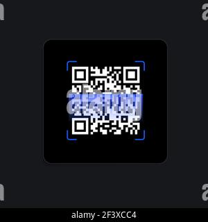 QR code scanning app interface vector template. Mobile app interface blue design layout. 2D code ...