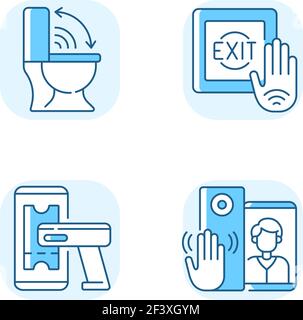 Contactless technology blue RGB color icons set Stock Vector Image ...