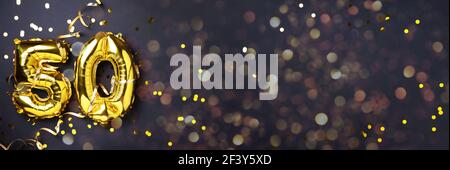 Gold foil balloon number, digit fifteen. Birthday greeting card ...