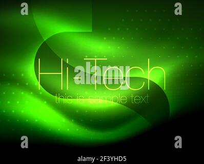 Glowing neon wave frame. Beautiful wavy shimmering fantasy shape ...