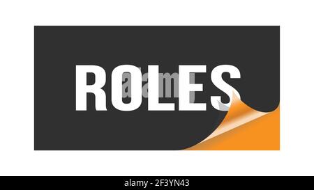 ROLES text written on black red sticker stamp Stock Photo - Alamy