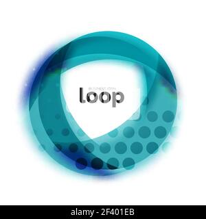 Loop circle business icon, created with glass transparent color shapes ...