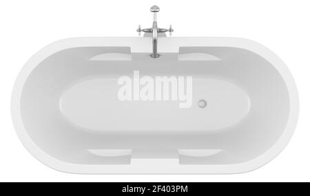 top view of modern bathtub isolated on white background. 3d ...