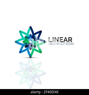 Abstract flower or star, linear thin line icon. Minimalistic business ...