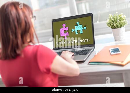 Laptop screen displaying an unity concept Stock Photo - Alamy