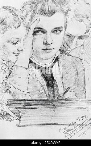 Self-portrait 1882 by Christian Wilhelm Allers Stock Photo - Alamy