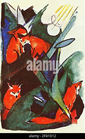 Franz Marc - The Foxes - 1913 - classic painting Stock Photo - Alamy