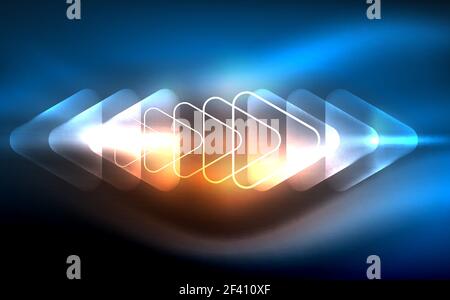 Glowing vector triangle geometric shapes in dark space. Glowing vector ...