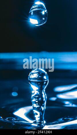Colored water drop, circle ripples, splash of water, closeup Stock ...