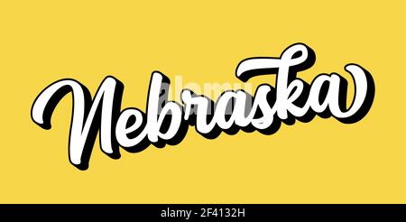 Hand sketched NEBRASKA text. 3D vintage, retro lettering for poster ...