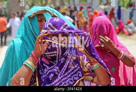 Beawar, Rajasthan, India, April 9, 2016: Women of Marwari community ...