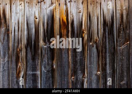 Aged Plank Fence With Footprint Of Fire On Its Surface Stock Photo - Alamy