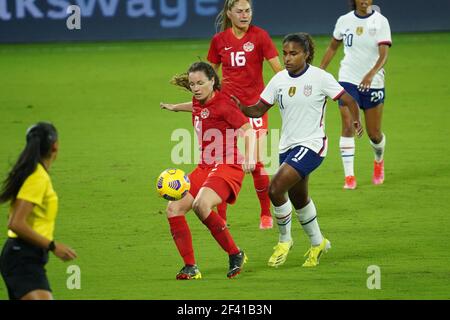Orlando, Florida, USA, February 18, 2021, USA face Canada during the ...