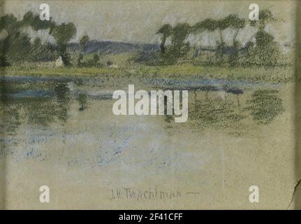 'Trees Across the River' by John Henry Twachtman is an Impressionist ...
