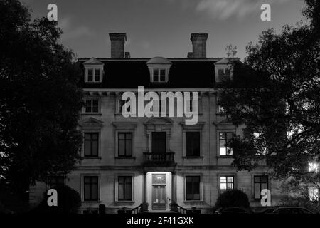 Nightime view of Thorpe Hall, Peterborough, Cambridgeshire; England, UK ...