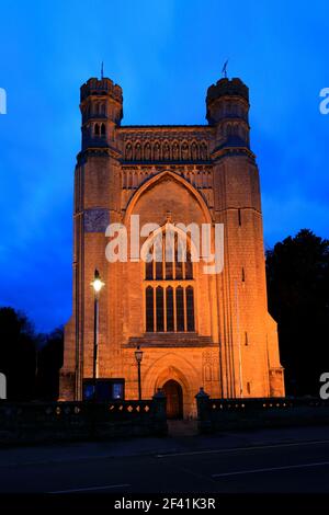 Nightime view of Thorney Abbey, St Mary and St Botolphs church, Thorney ...