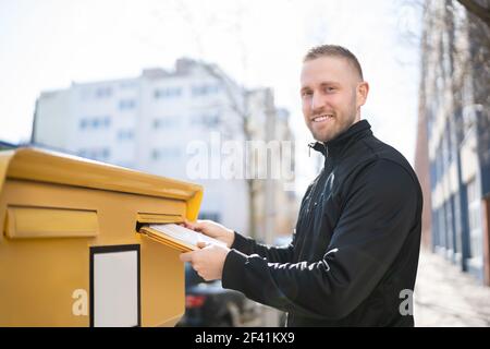 Envelope Document Letter Sending In Mailbox. Post Office Stock Photo ...
