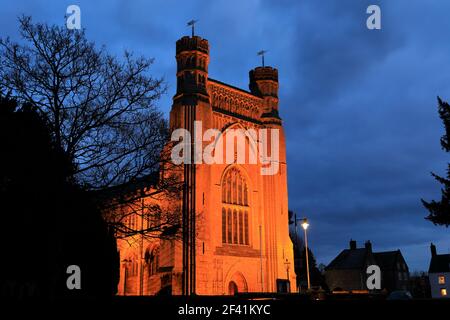 Nightime view of Thorney Abbey, St Mary and St Botolphs church, Thorney ...