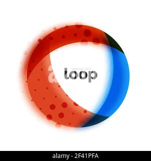 Loop circle business icon, created with glass transparent color shapes ...