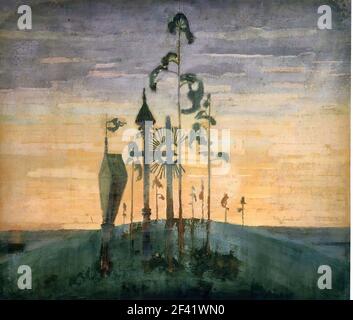 Mikalojus Konstantinas Čiurlionis' *Graveyard Motif* (1909) is a ...