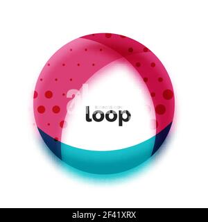 Loop circle business icon, created with glass transparent color shapes ...