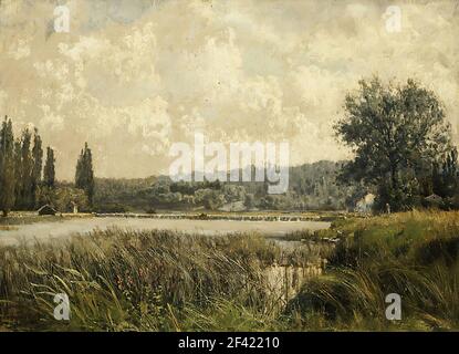 Landscape with a tributary of the Seine, near Paris 1872 by Pericles ...
