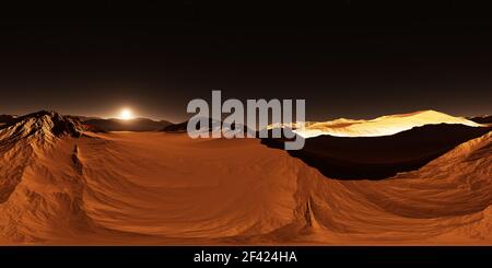 360 Equirectangular projection of Mars sunset. Martian landscape, HDRI ...