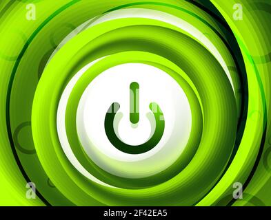Glass transparent effect power start button, on off icon, vector UI or ...