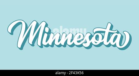 Hand sketched MINNESOTA text. 3D vintage, retro lettering for poster ...
