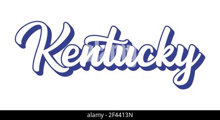 Hand sketched KENTUCKY text. 3D vintage, retro lettering for poster ...