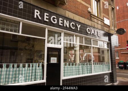 The art deco style Regency Cafe, Regency Street, Westminster, London ...