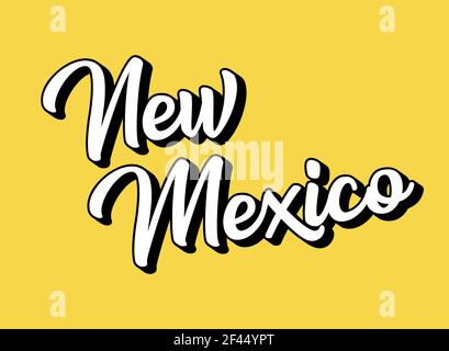 Hand sketched NEW MEXICO text. 3D vintage, retro lettering for poster ...
