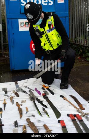 Knives and other weapons that have been deposited into weapon surrender ...