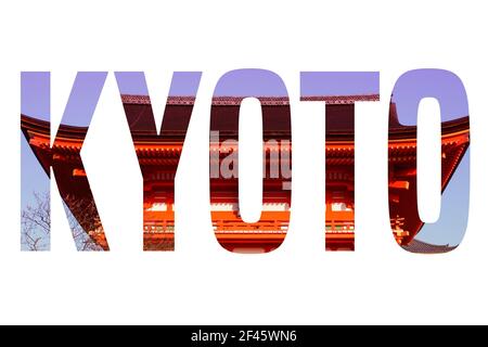 Kyoto word text - Japan city travel sign Stock Photo - Alamy