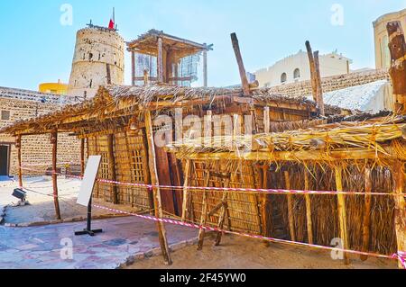 Traditional arish summer house, made of palm tree materials with wind ...