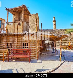 Traditional arish summer house, made of palm tree materials with wind ...