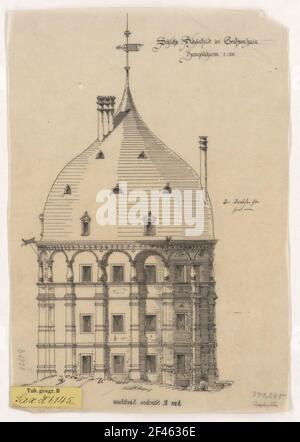 Schönfeld, castle, big tower, elevation Stock Photo - Alamy