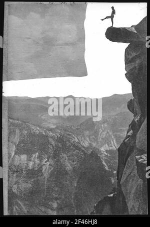 Yosemite. Overhanging Rock at Glacier Point, Yosemite, Cal Stock Photo ...