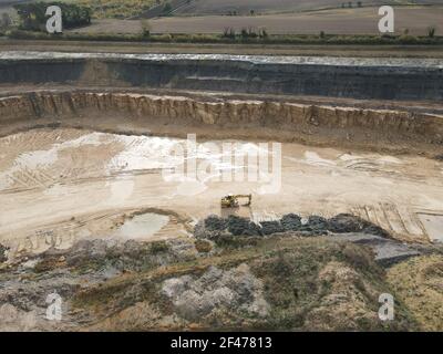 aerial view of the Hanson cement works factory at Clitheroe, Lancashire ...
