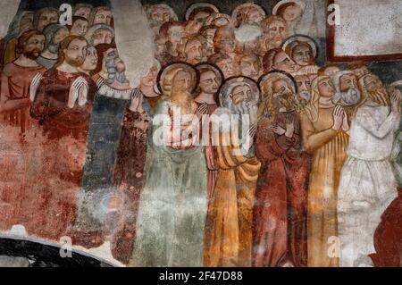 Medieval doom painting of the Day of Judgement, Church of Saint Thomas ...