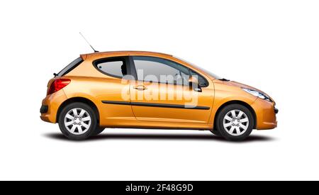 French sport hatchback car side view isolated on white background Stock ...