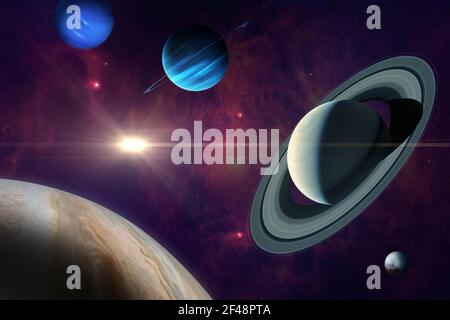 Gas giants in the solar system Stock Photo - Alamy