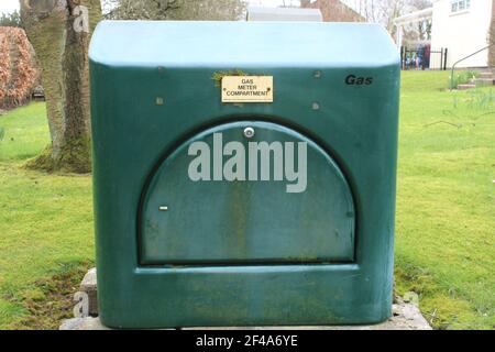 Gas meter box on house exterior Stock Photo - Alamy