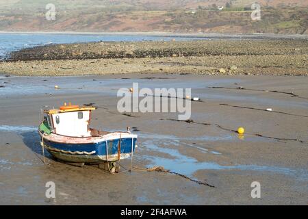 Fishing in Small Boat Llyn Arenig Fawr Snowdonia North West Wales Stock ...