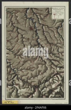 Map of the area around Freiberg, 1: 100 000, lithograph, 1906 Stock ...